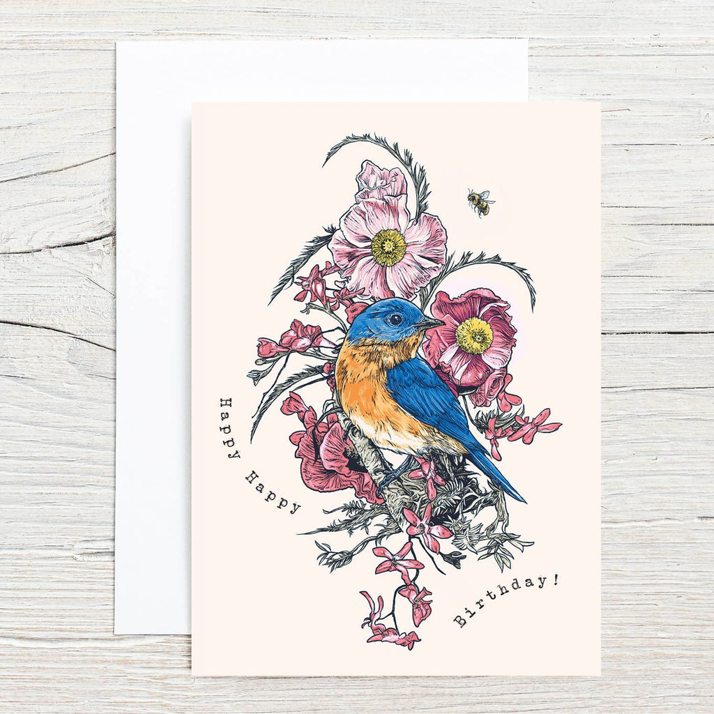 Birthday Bluebird 5x7 Single Greeting Card – Brook Isle